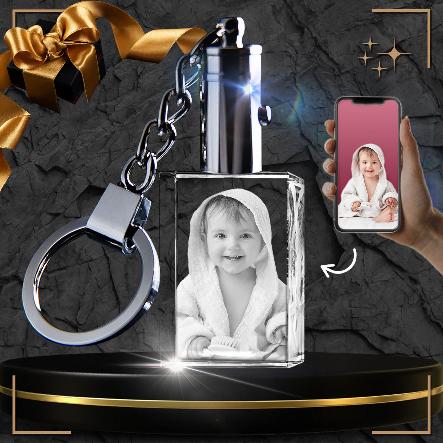 Rectangle Crystal Keychain 2D – CAPTUR3D